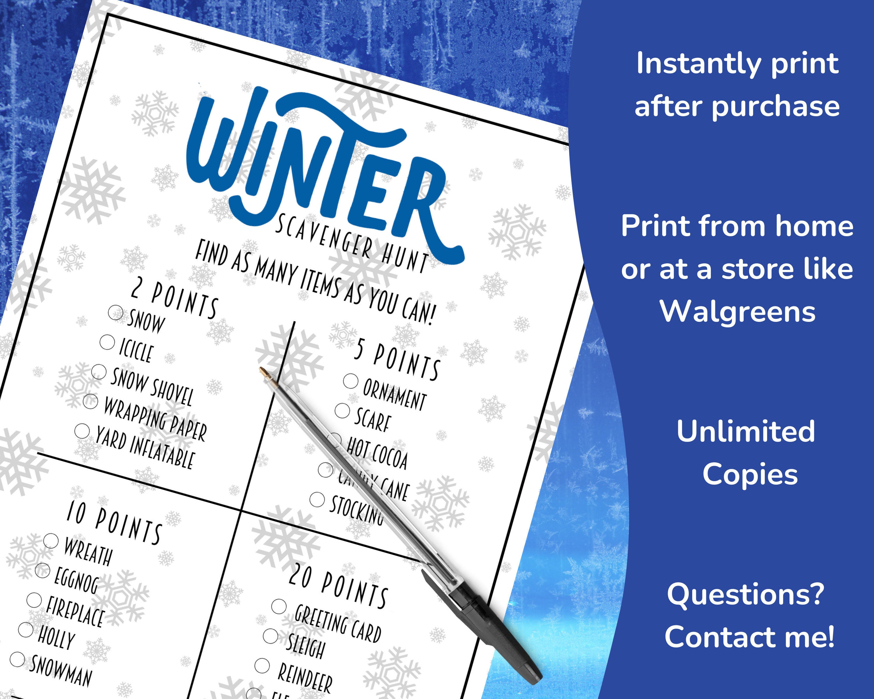 Printable Winter Scavenger Hunt for Kids and Adults, Winter Family ...