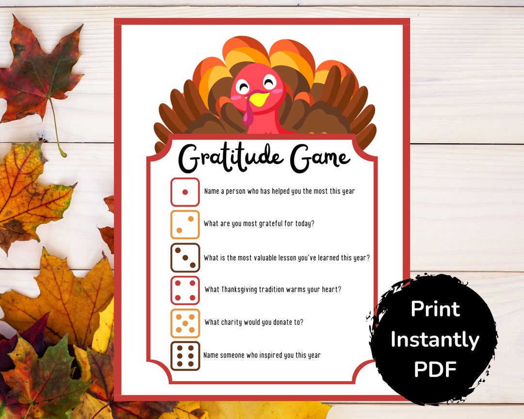 Thanksgiving Gratitude Game, Thanksgiving Dice Game, Thanksgiving Party ...