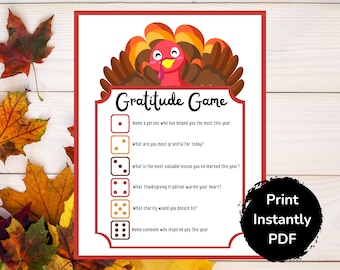 Thanksgiving Gratitude Game, Thanksgiving Party Game, Friendsgiving ...