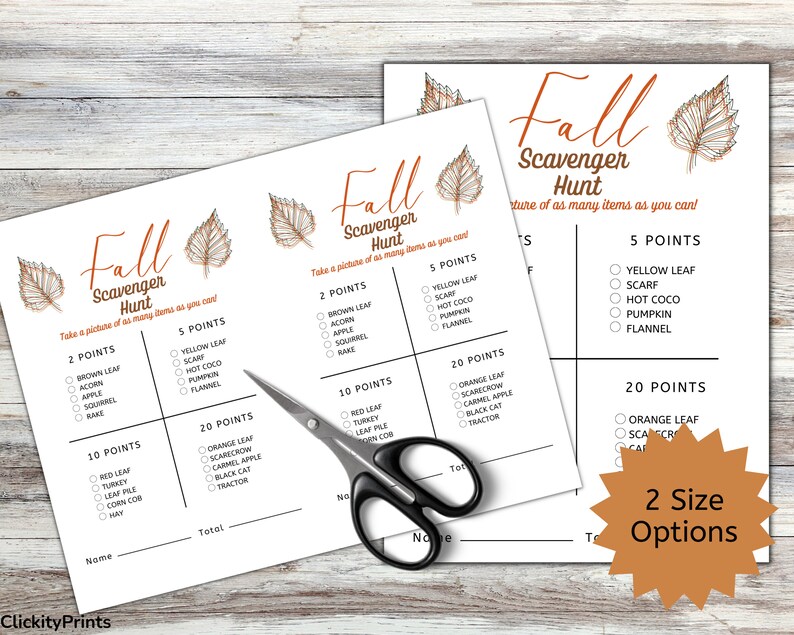 Fall Scavenger Hunt-autumn Scavenger Hunt-printable Scavenger Hunt-fall ...