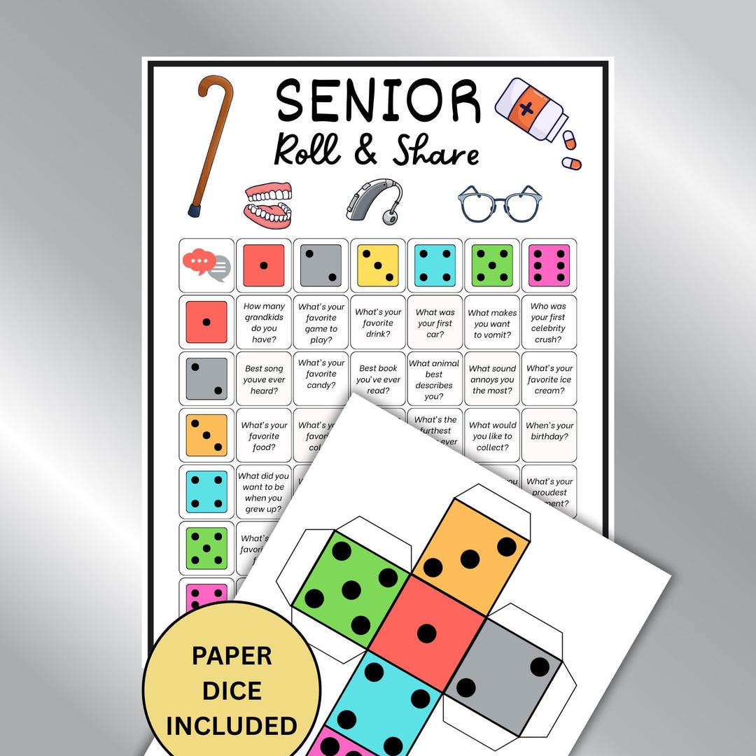 Senior Citizen Roll & Share Conversation Starter, Icebreaker for Old ...