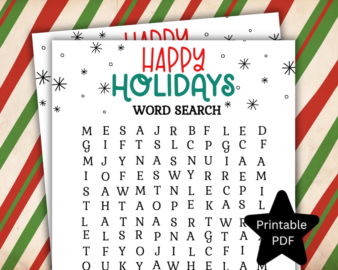 Word Search Holiday Activity for School or Work, Printable Christmas ...