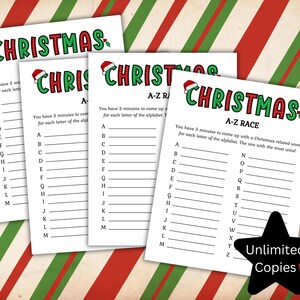 A-Z Race Holiday Activity for School or Work, Printable Christmas Game ...