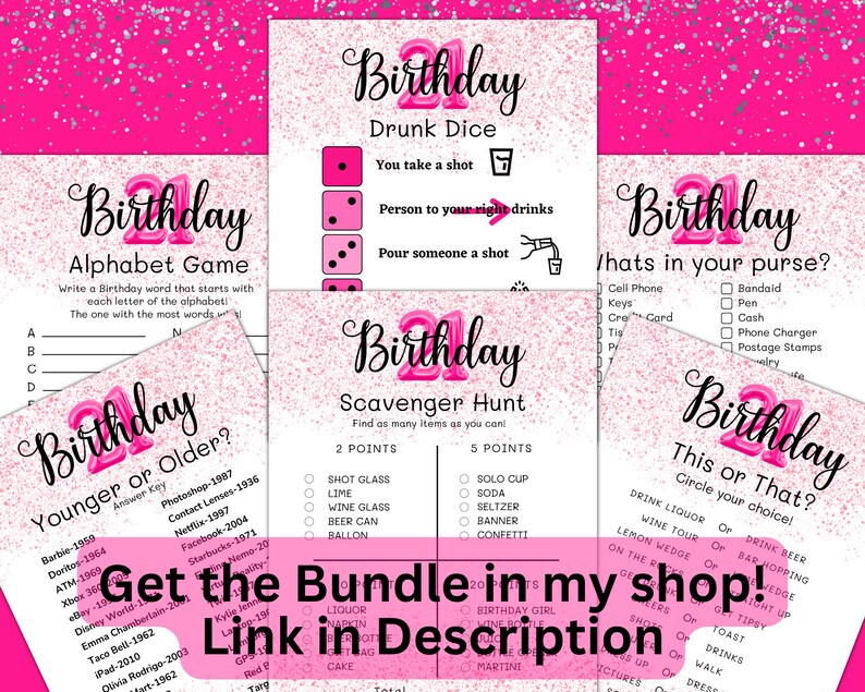 Printable 21st Birthday Alphabet A-Z Game, 21st Drinking Games ...
