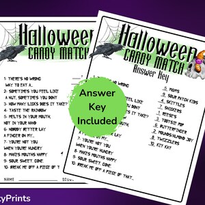 Halloween Candy Match-printable Halloween Game-candy Game-halloween ...