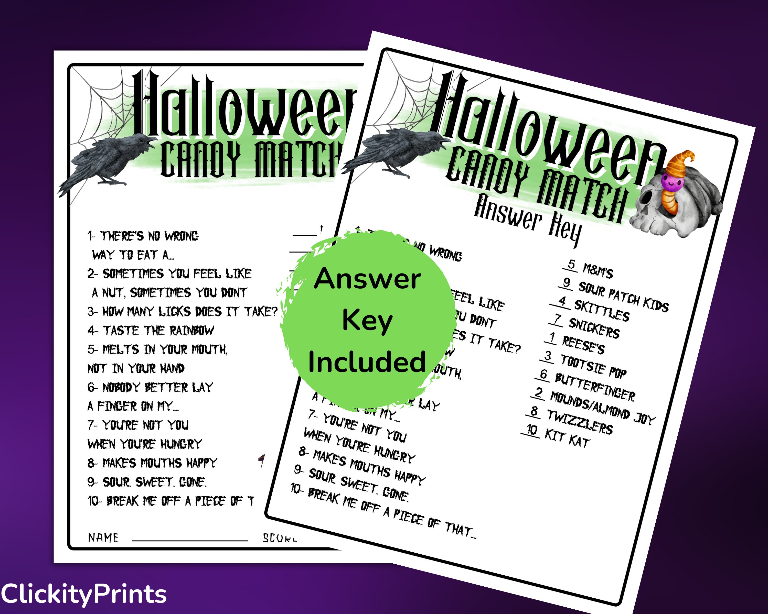 Halloween Candy Match-printable Halloween Game-candy Game-halloween ...
