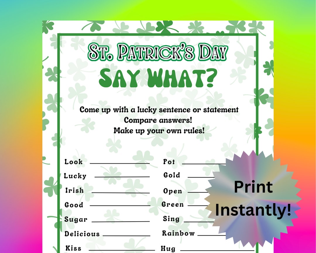 Printable St. Patrick's Day Party Game for Kids & Adults, Classroom St ...