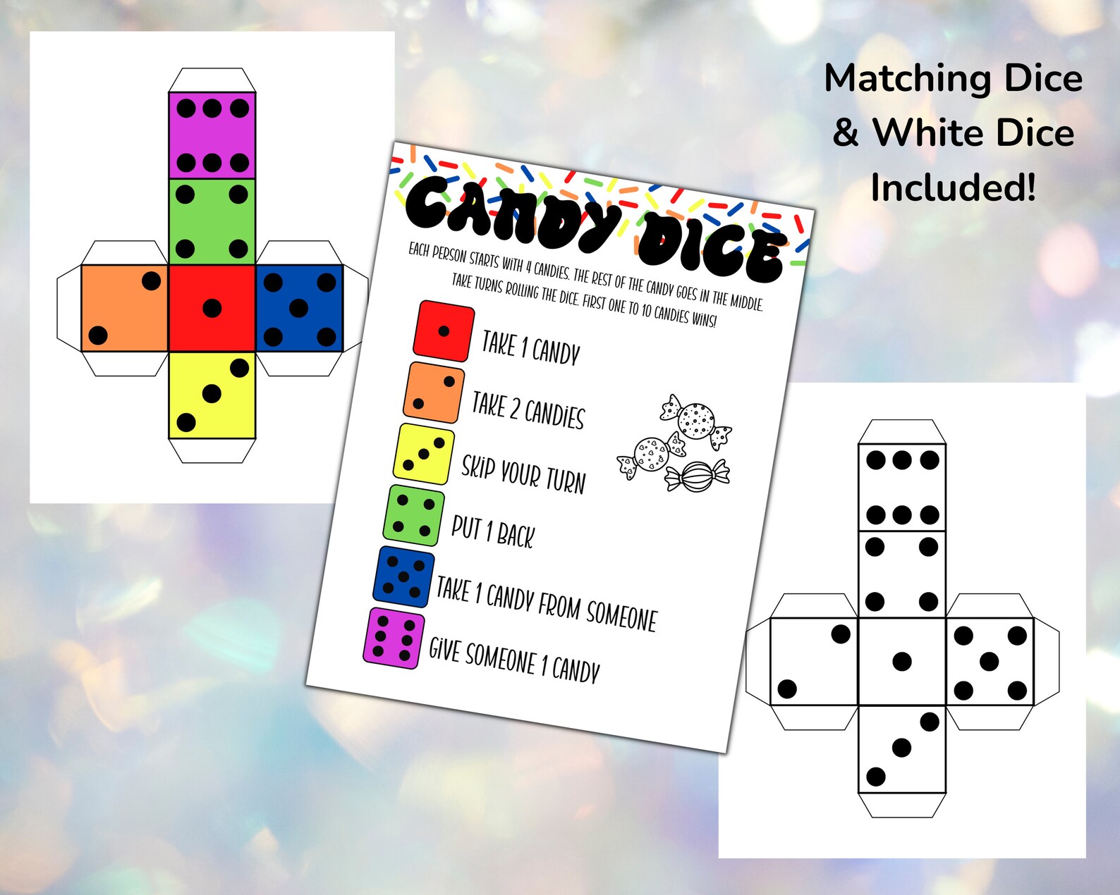 Candy Dice Game, Birthday Party Games, Games for Kids, Candy Game ...