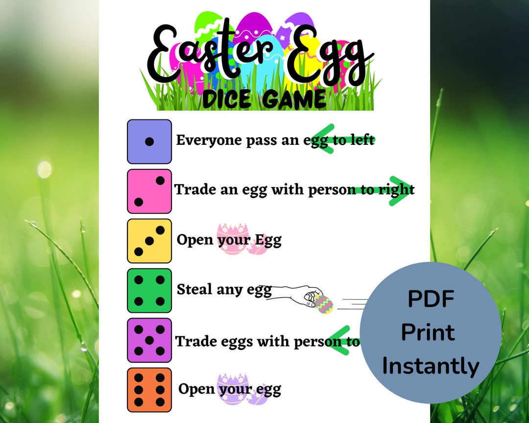 Easter Egg Dice Game for Kids, Classroom Easter Game, Sunday School ...