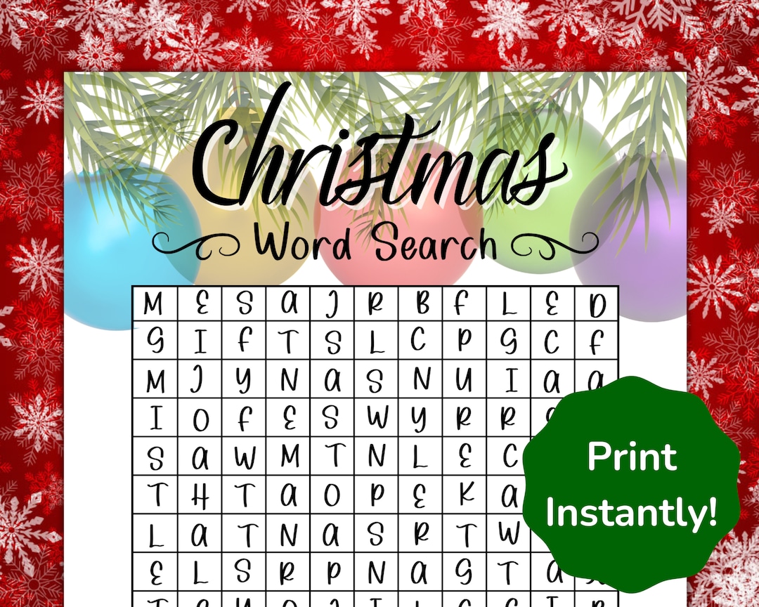 Christmas Word Search, Christmas Games for Kids & Adults, Holiday Party ...
