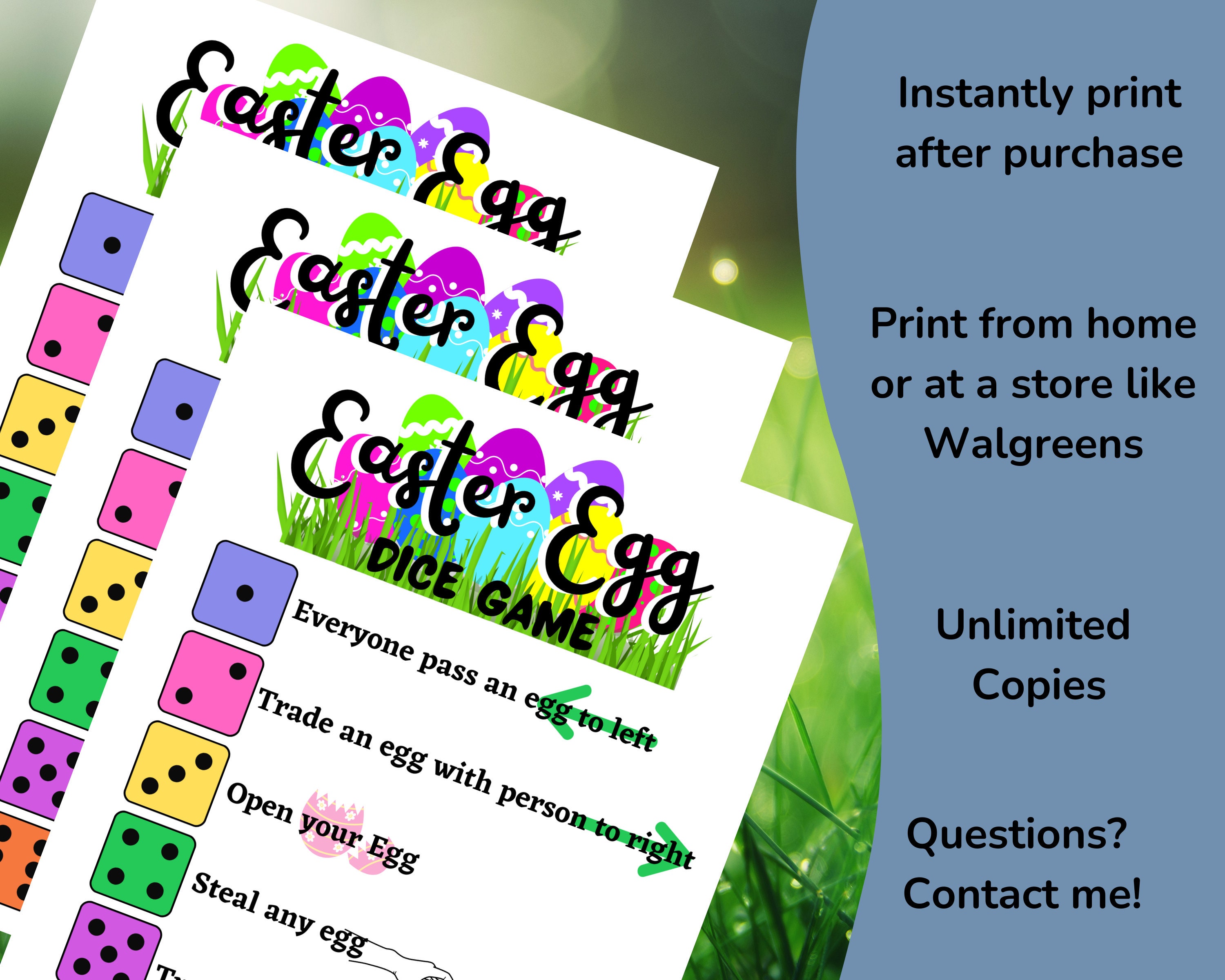 Easter Egg Dice Game for Kids, Classroom Easter Game, Sunday School ...