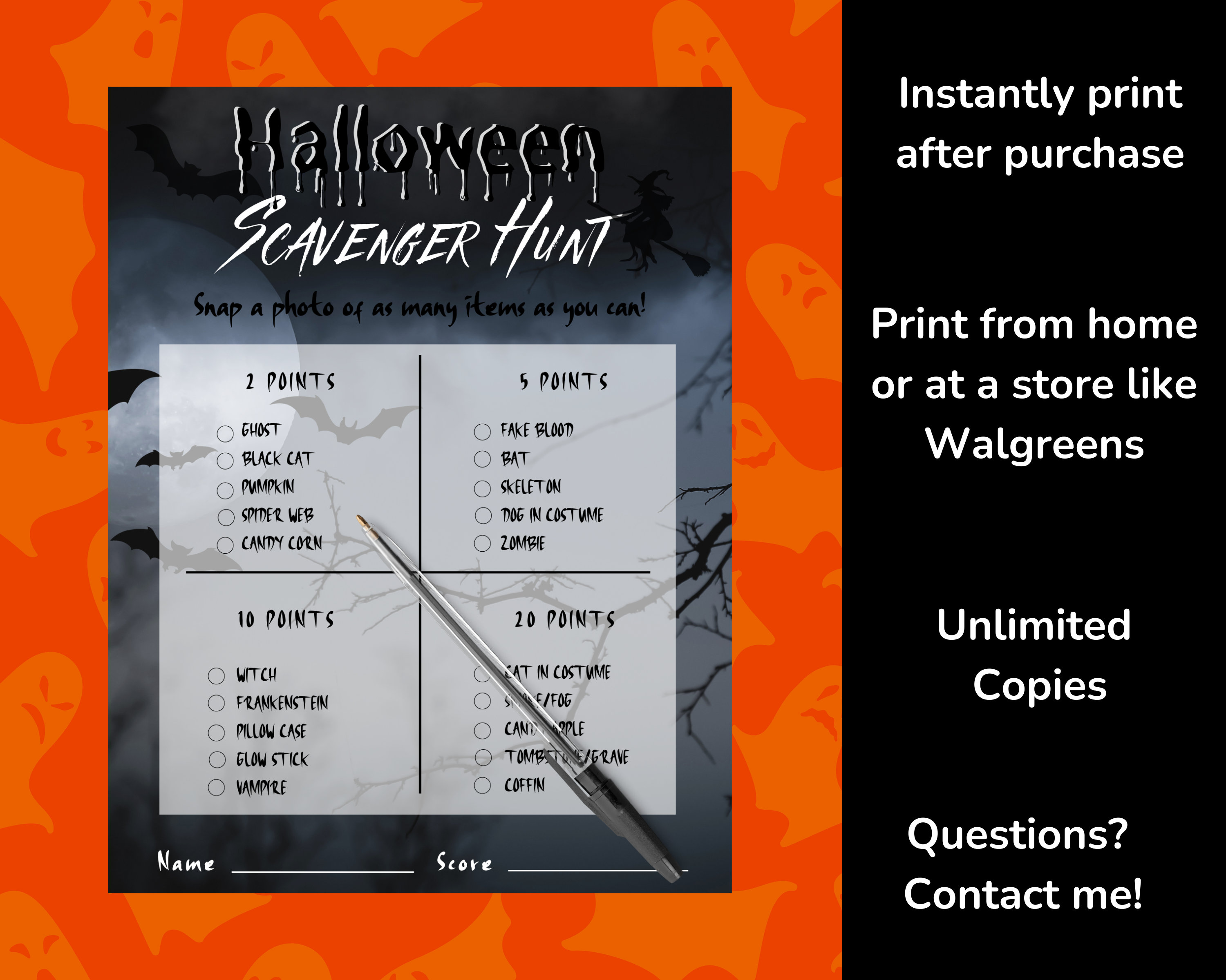 Halloween Scavenger Hunt, Halloween Treasure Hunt, Printable Halloween ...