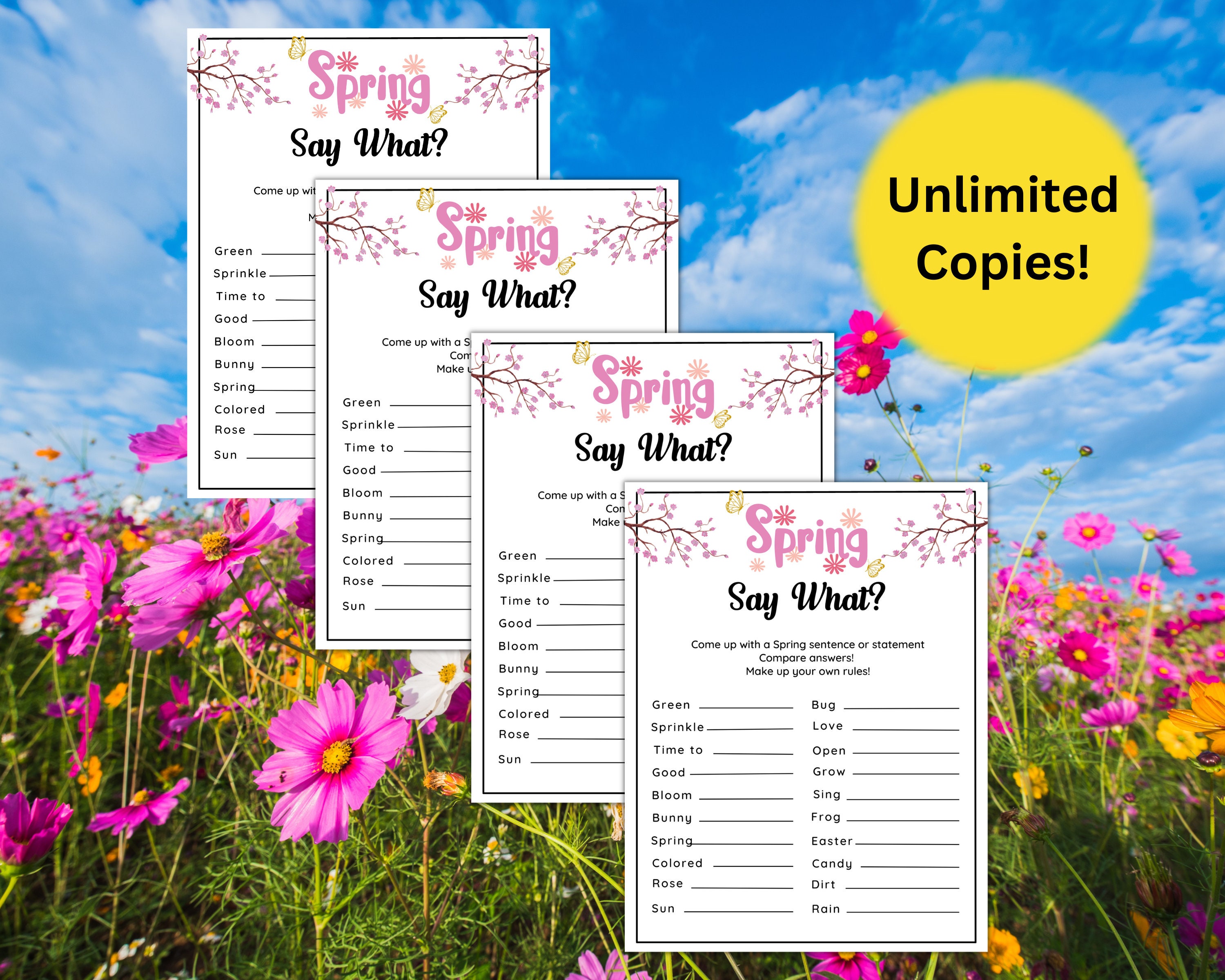 Printable Spring Game for Kids & Adults, Classroom Spring Activity for ...