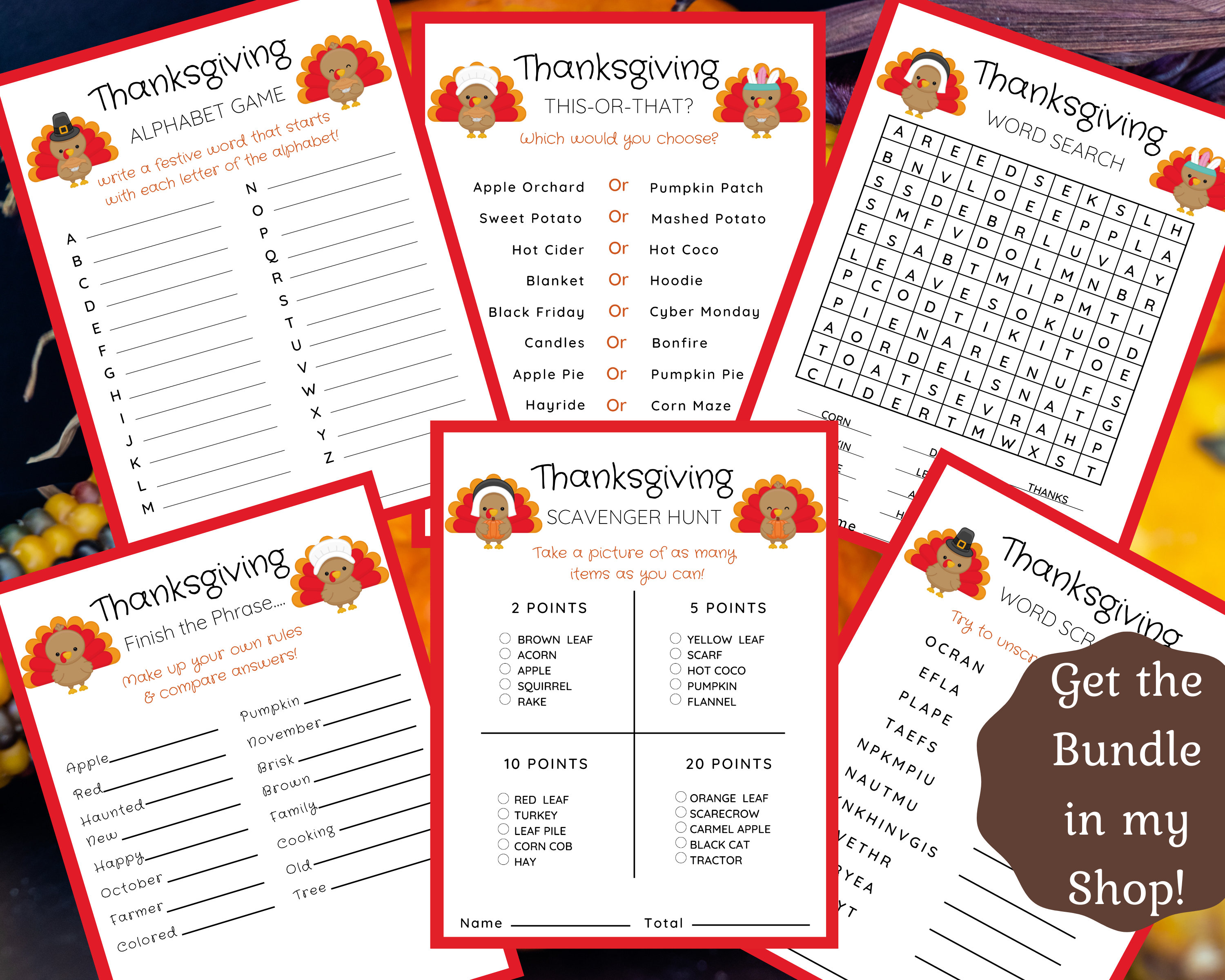 Thanksgiving Alphabet Game, A-Z Race Game, Family Thanksgiving Activity ...