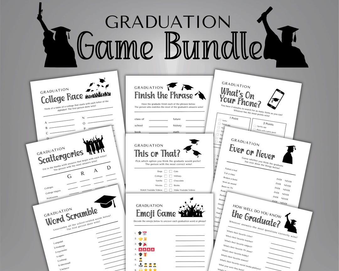 Graduation Party Game Bundle, Printable Graduate Party Games, College ...