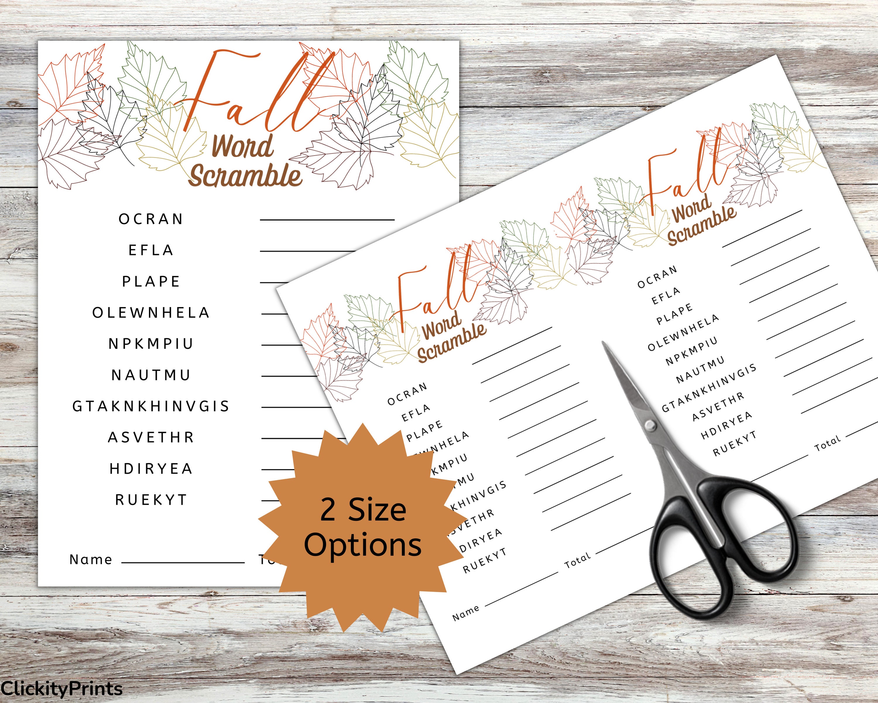 Fall Word Scramble-autumn Word Scramble-festive Word Scramble-fall ...