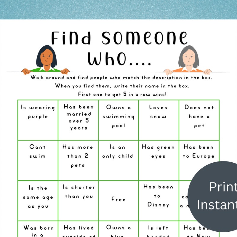 Find Someone Who Game - Etsy