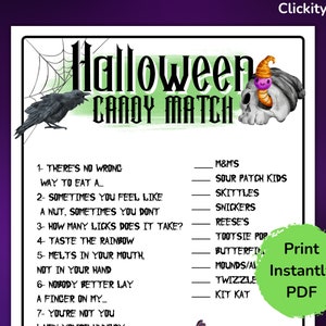 Halloween Candy Match-printable Halloween Game-candy Game-halloween ...