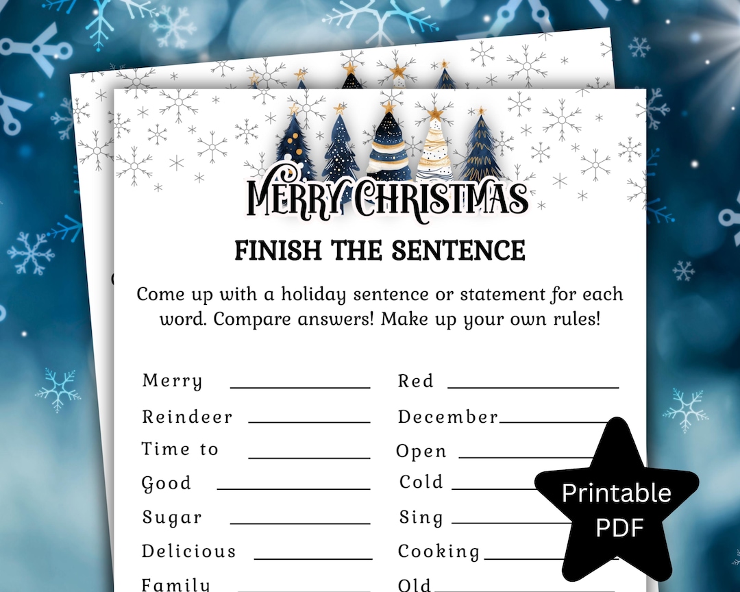 Finish the Sentence Christmas Party Activity, Holiday Party Game for ...