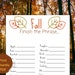 Fall Finish the Phrase Game, Printable or Virtual Game for Adults or ...