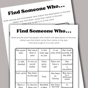 Find Someone Who Bingo Game, Printable Group Game, Party Game, Office ...
