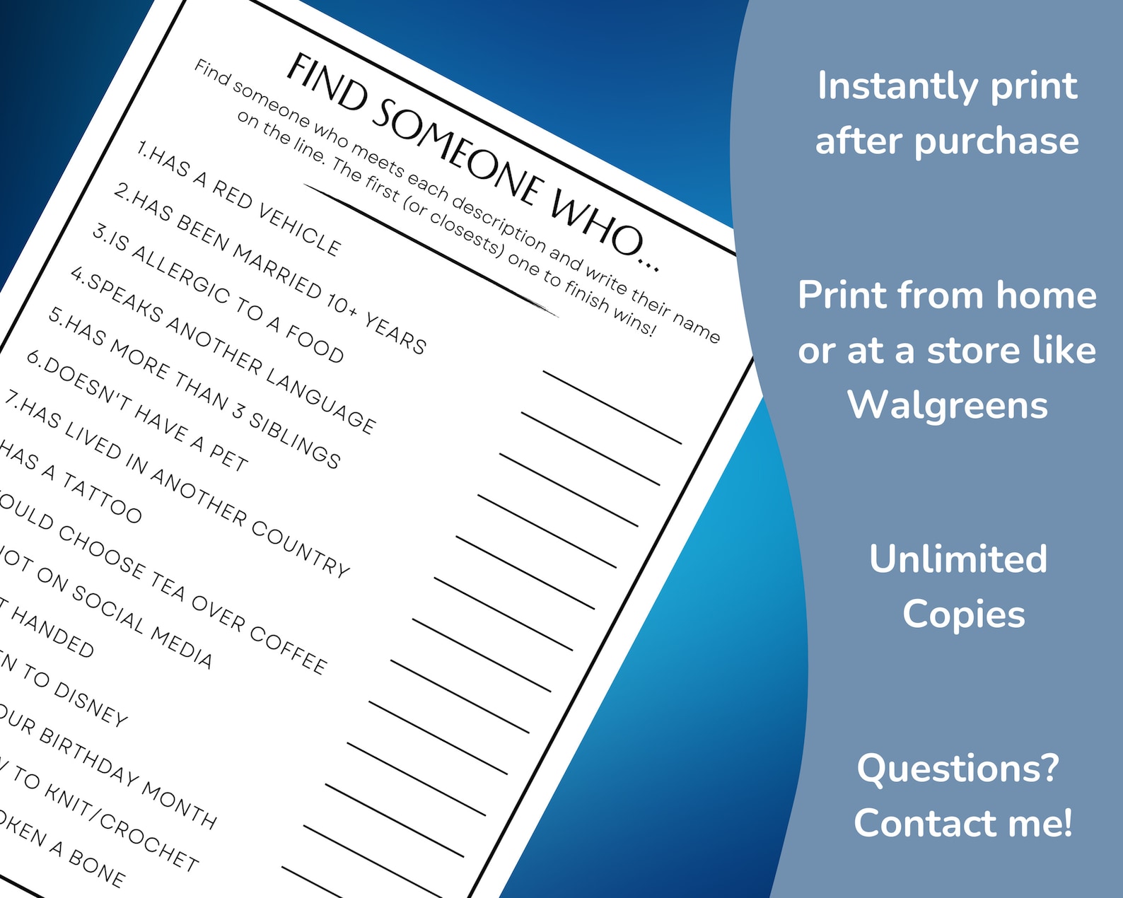 Find Someone Who Work Game, Team Building Game, Printable Office Game ...