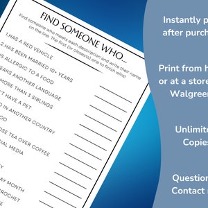 Find Someone Who Work Game, Team Building Game, Printable Office Game ...