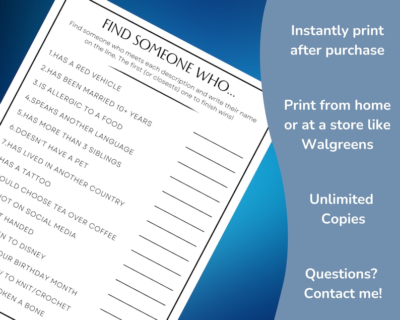 Find Someone Who Work Game, Team Building Game, Printable Office Game ...