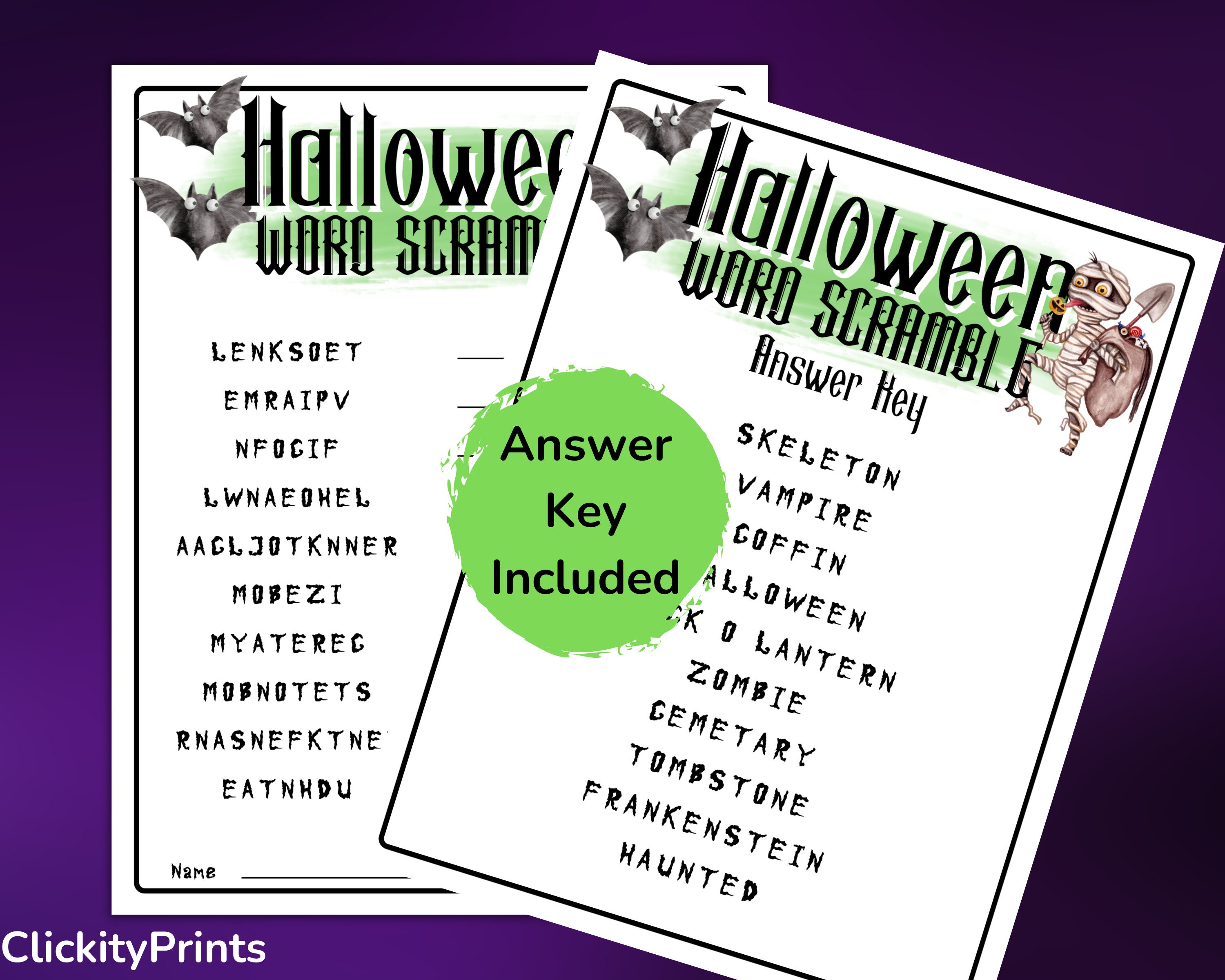Halloween Party Game, Printable Game, Family Game, Kids Activity, Word ...