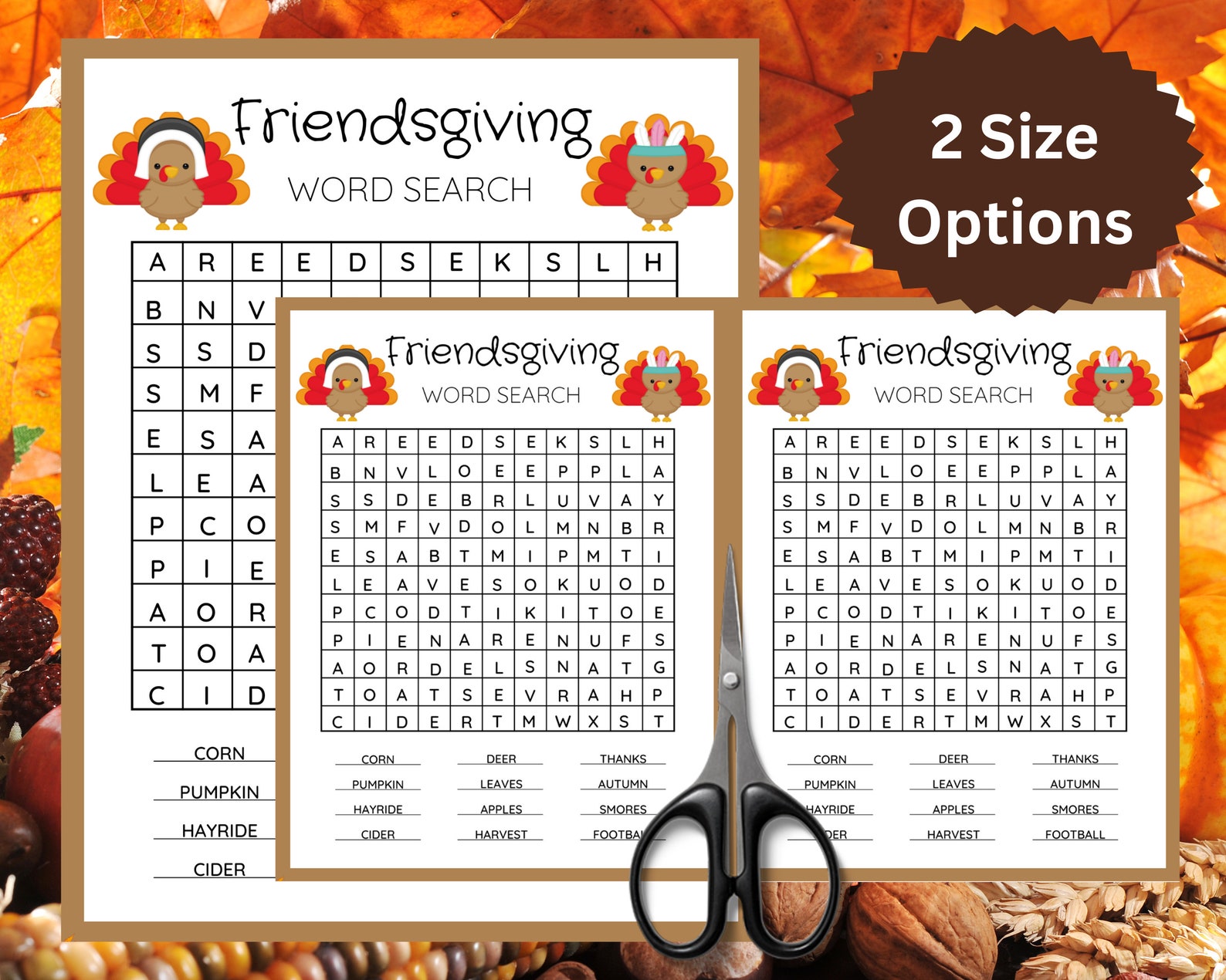 Friendsgiving Word Search, Thanksgiving Word Search, Party Games for ...