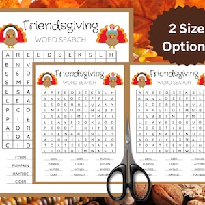 Friendsgiving Word Search, Thanksgiving Word Search, Party Games for ...