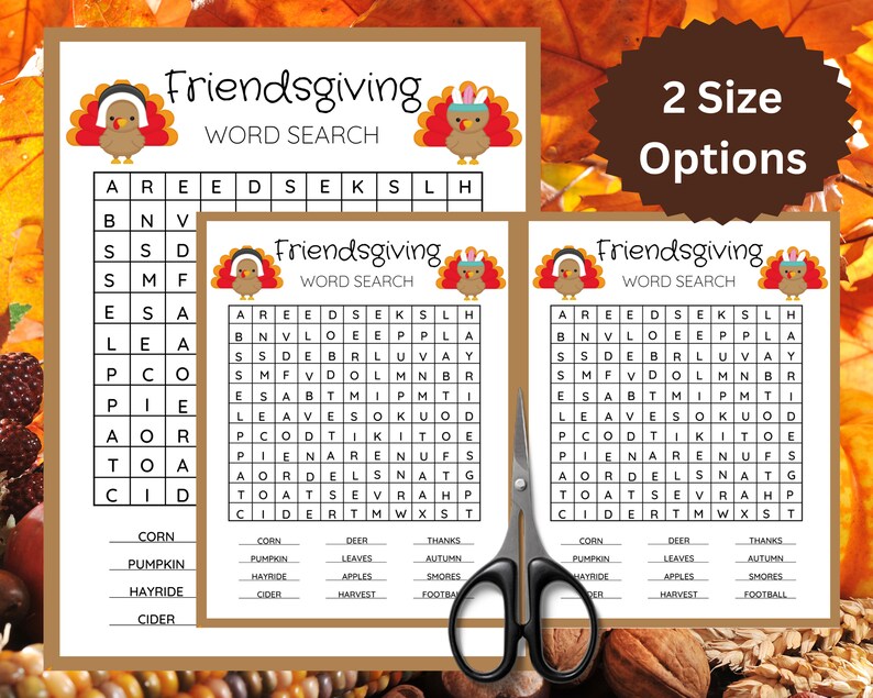 Friendsgiving Word Search, Thanksgiving Word Search, Party Games for ...
