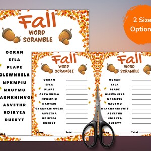 Autumn Word Scramble Game | Fall Word Scramble Game | Printable Fall ...