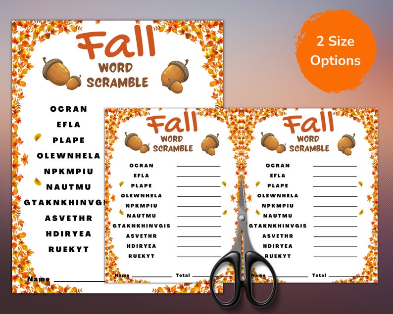 Autumn Word Scramble Game | Fall Word Scramble Game | Printable Fall ...