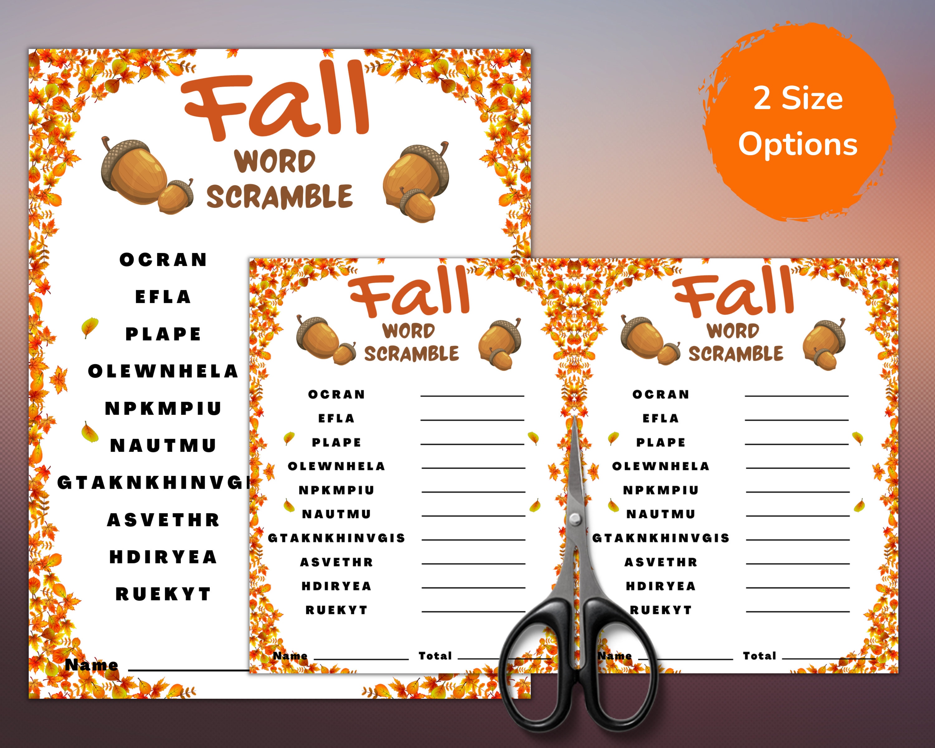 Autumn Word Scramble Game | Fall Word Scramble Game | Printable Fall ...