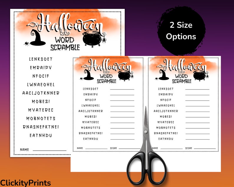 Halloween Word Scramble Game-printable Word Scramble-family Kids ...