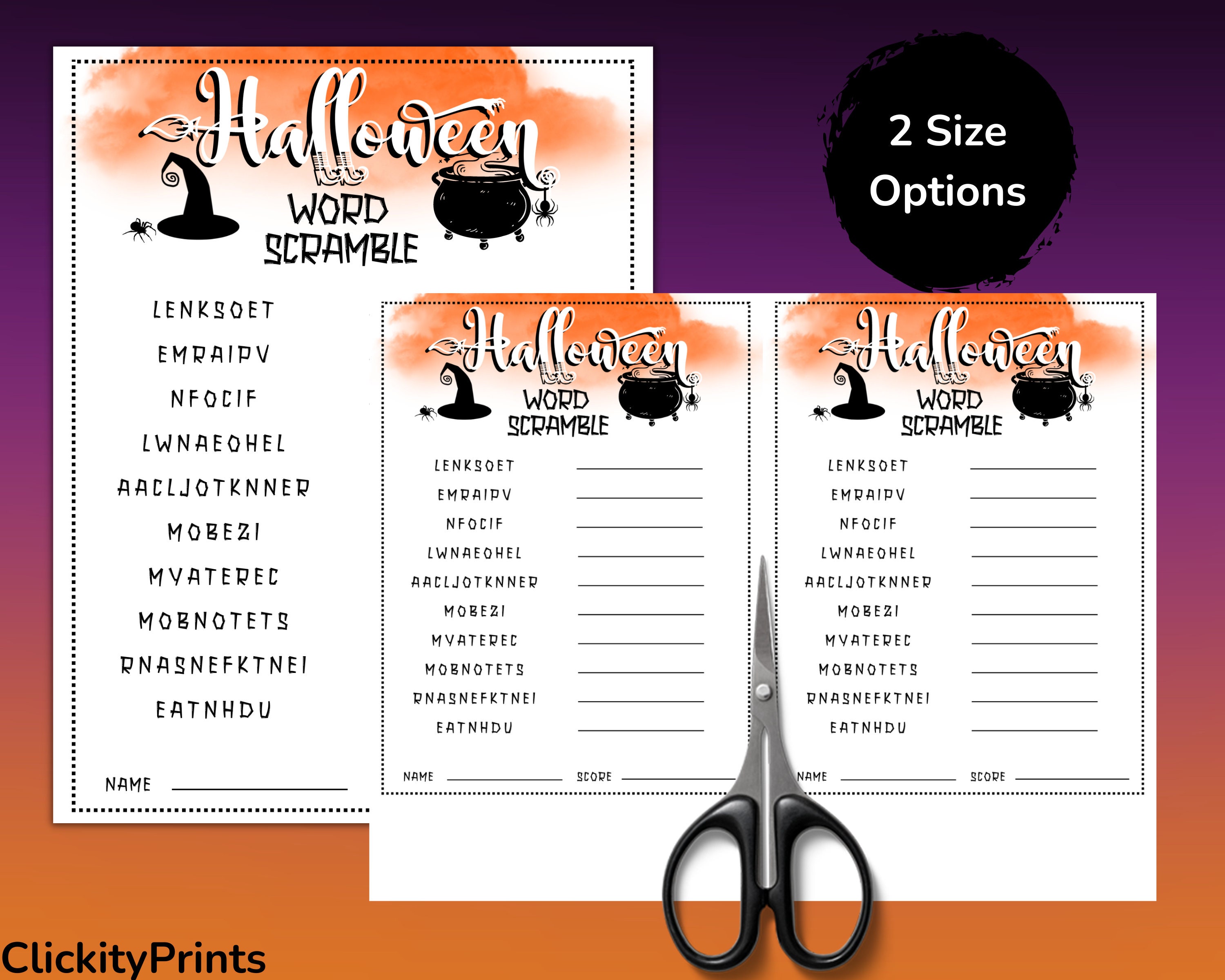 Halloween Word Scramble Game-printable Word Scramble-family Kids ...