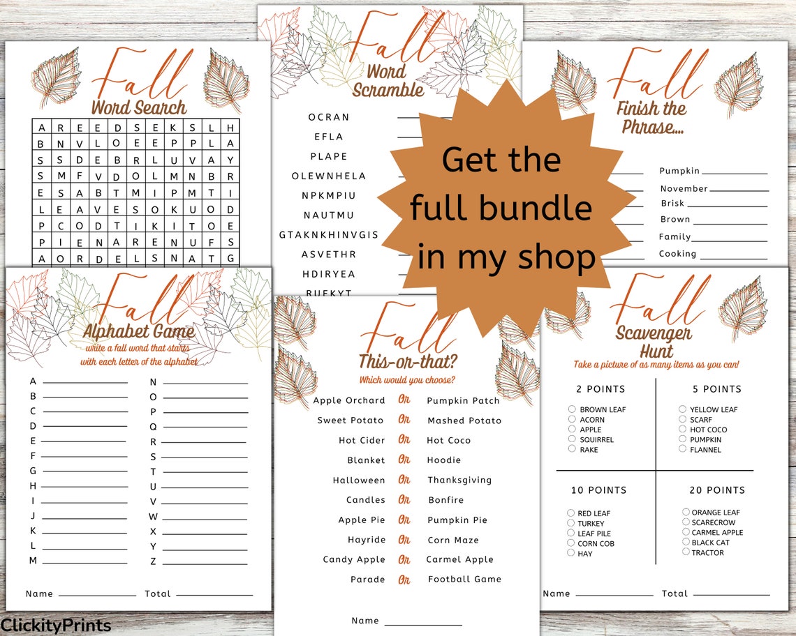 Fall Word Scramble-autumn Word Scramble-festive Word Scramble-fall ...