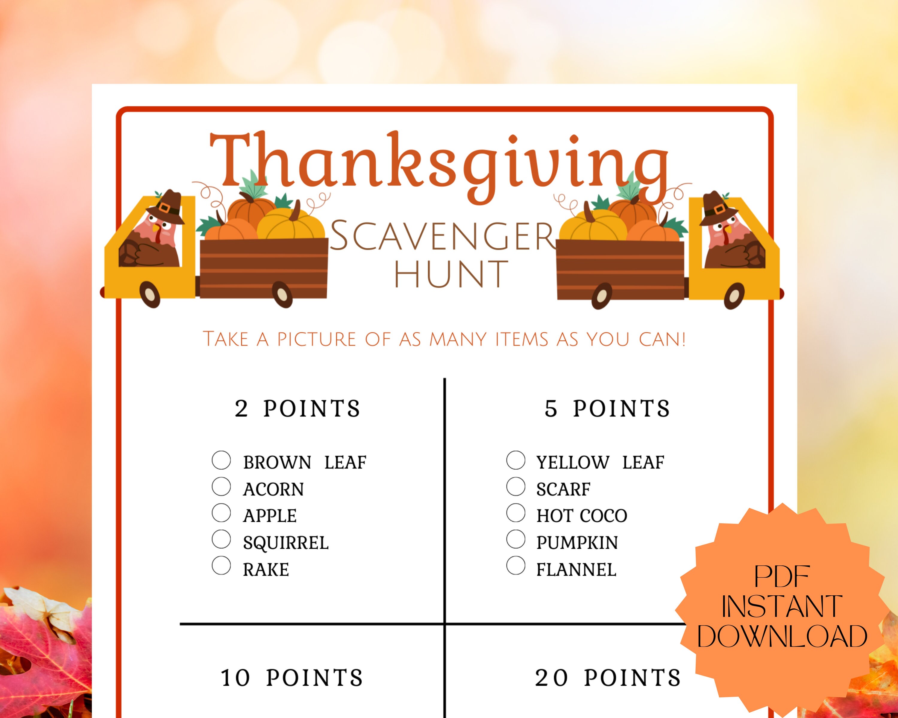 Thanksgiving Scavenger Hunt