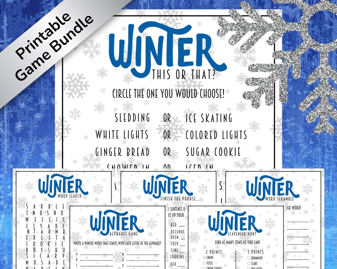 Printable Winter Games for Kids and Adults, Winter Family Activity ...