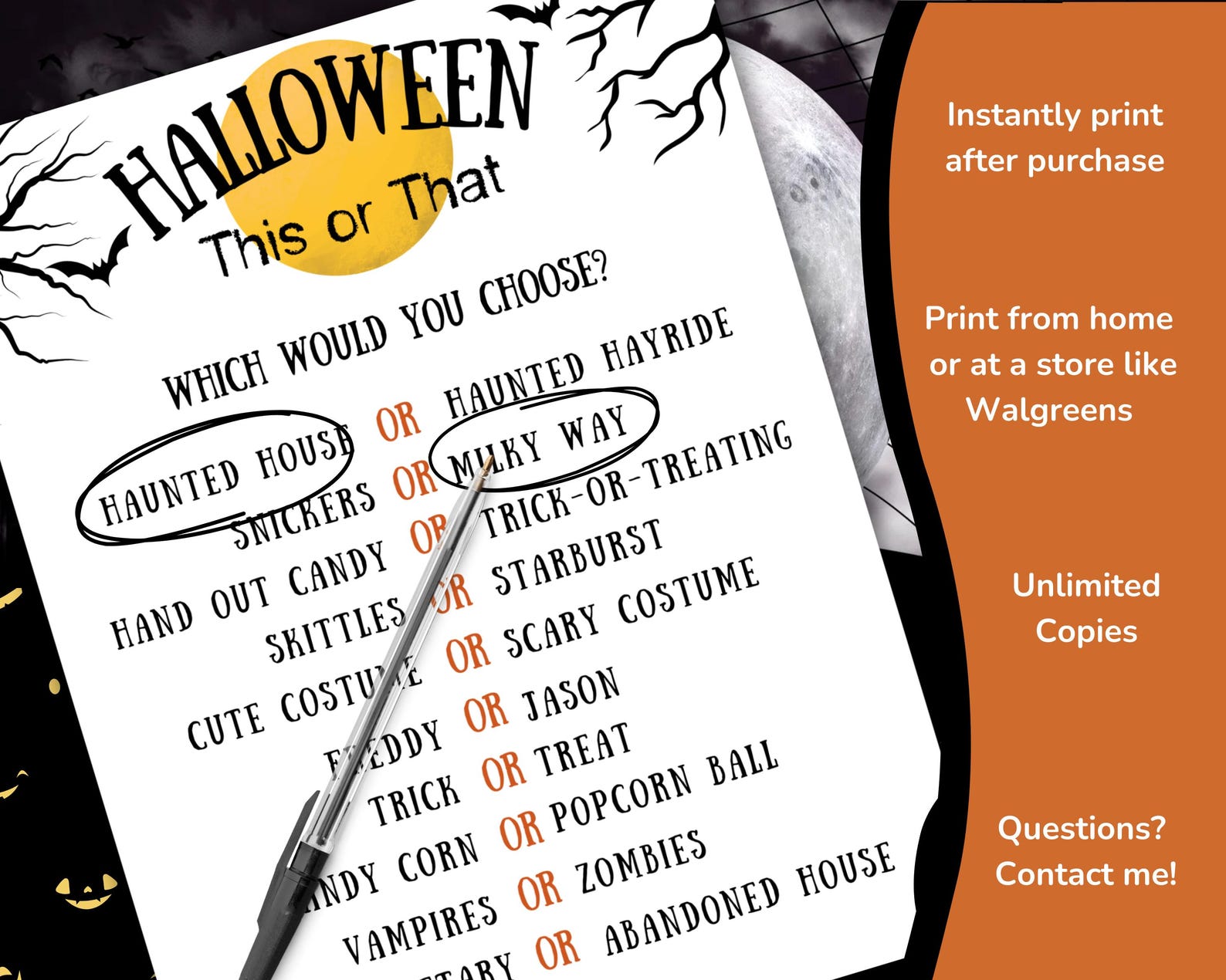 Halloween This or That Game, Printable Halloween Game, Halloween Party ...