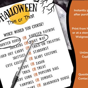 Halloween This or That Game, Printable Halloween Game, Halloween Party ...