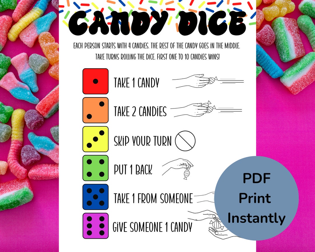 Candy Dice Game, Birthday Party Games, Games for Kids, Candy Game ...