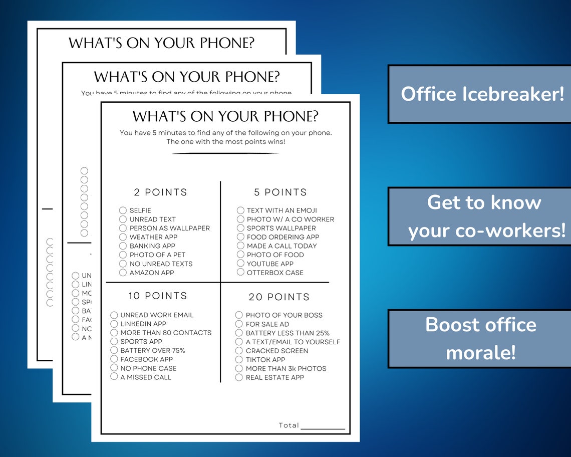 Office Party Game, What's on Your Phone?, Team Building Game, Work Game ...