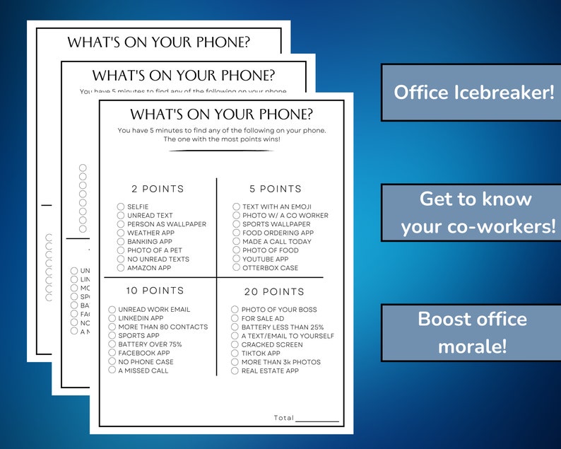 Office Party Game, What's on Your Phone?, Team Building Game, Work Game ...