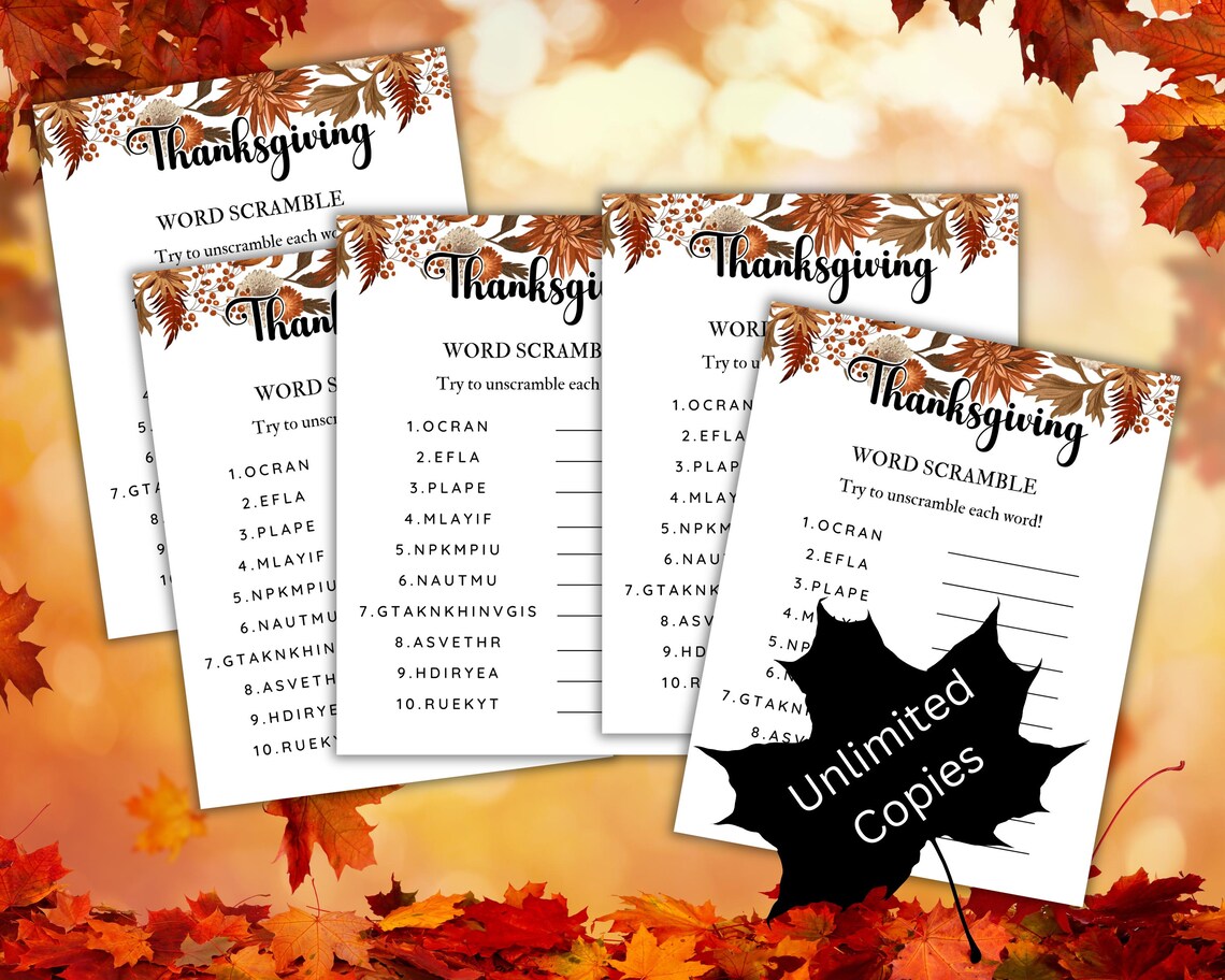 Thanksgiving Dinner Party Game for Kids and Adults, Printable ...