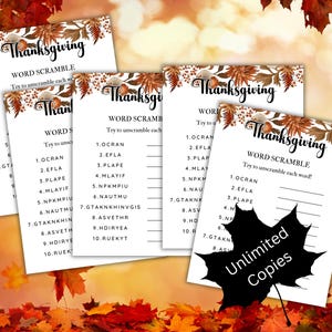 Thanksgiving Dinner Party Game for Kids and Adults, Printable ...