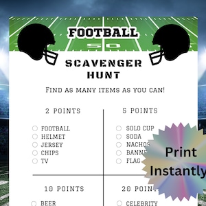 Football Bowl Scavenger Hunt, Game Day Activity, Football Games for ...