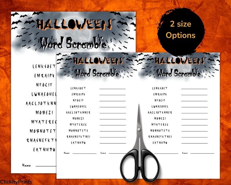 Halloween Word Scramble Game-printable Word Scramble-family Kids ...