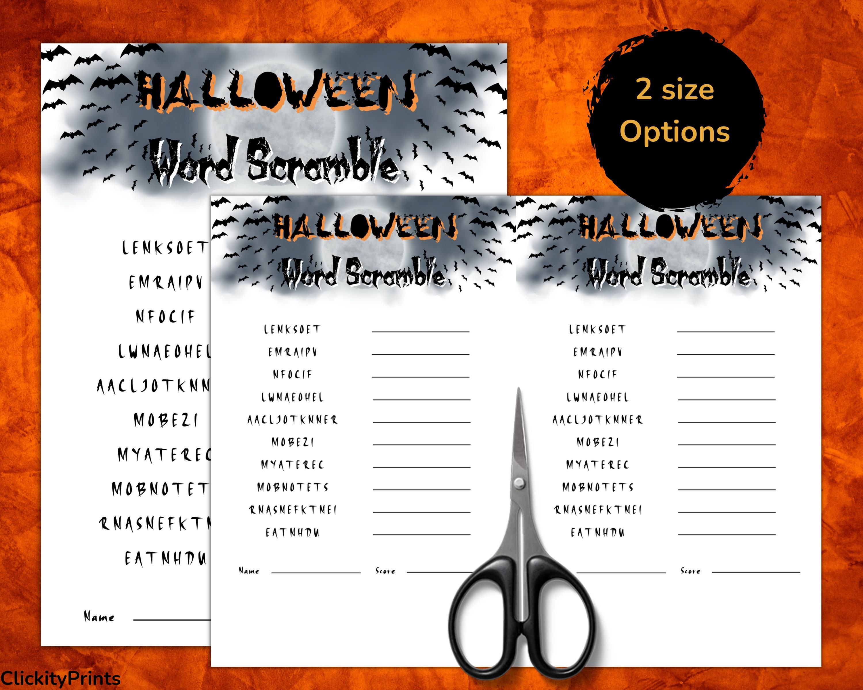 Halloween Word Scramble Game-printable Word Scramble-family Kids ...